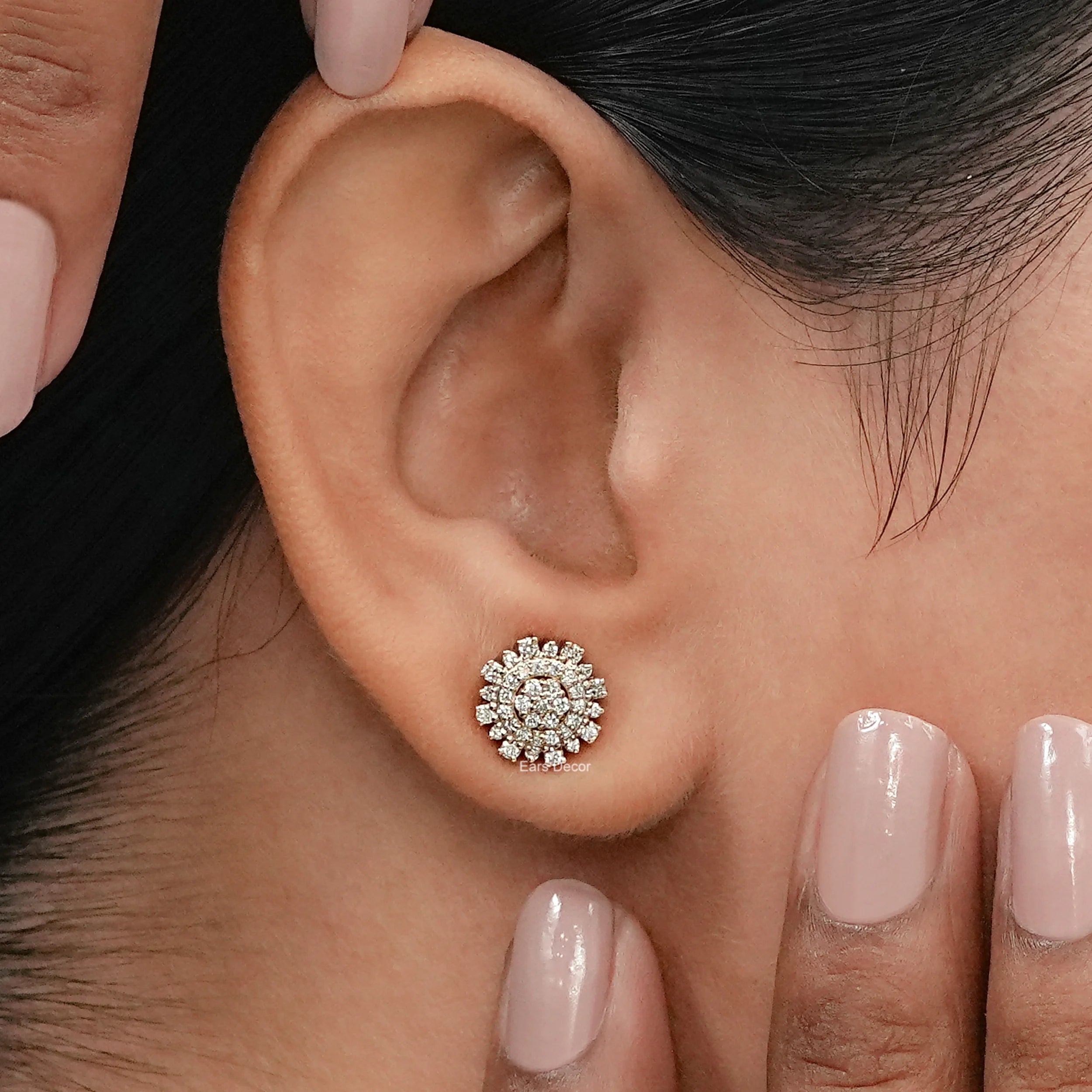 Round Lab Diamond Sun Cluster Studs – EARS DECOR
